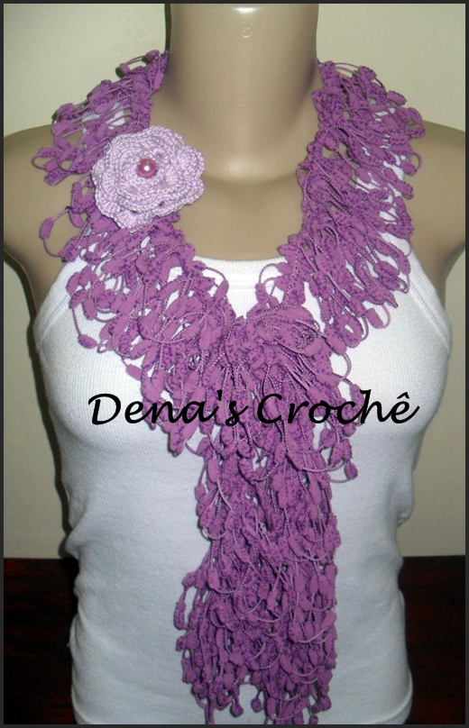Dena's Crochê: Colar Cachecol Glamour