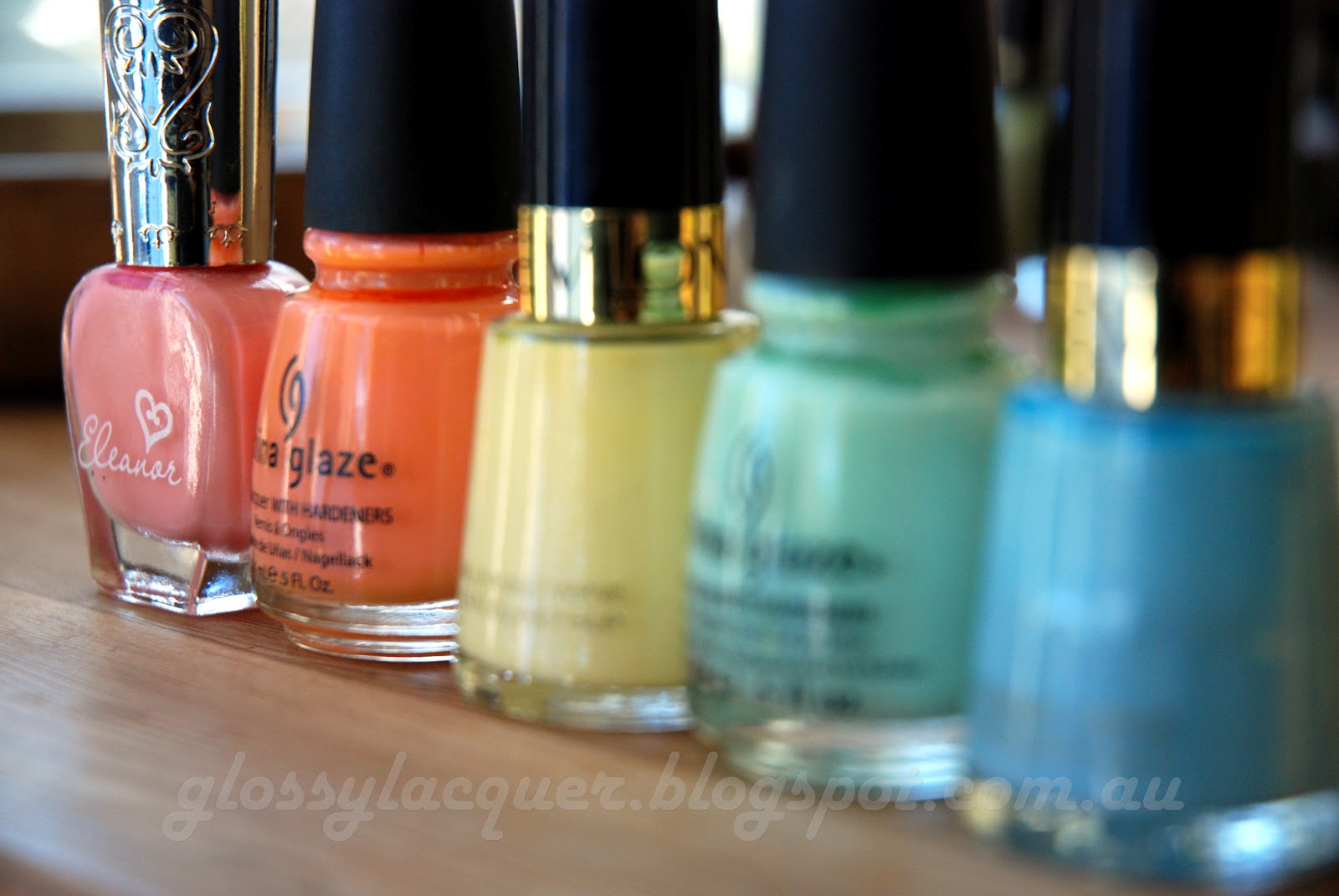 Glossy Lacquer: Pastel rainbow skittles!