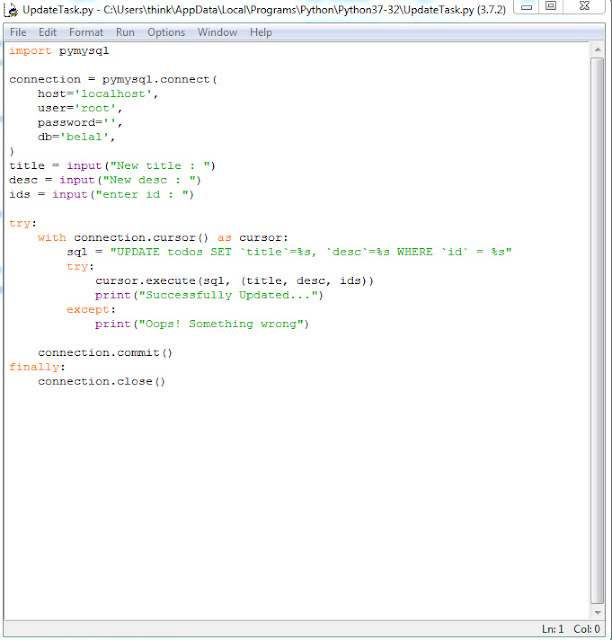 Membuat CRUD Console Python sederhana dengan library PyMySQL | VCode.Tech