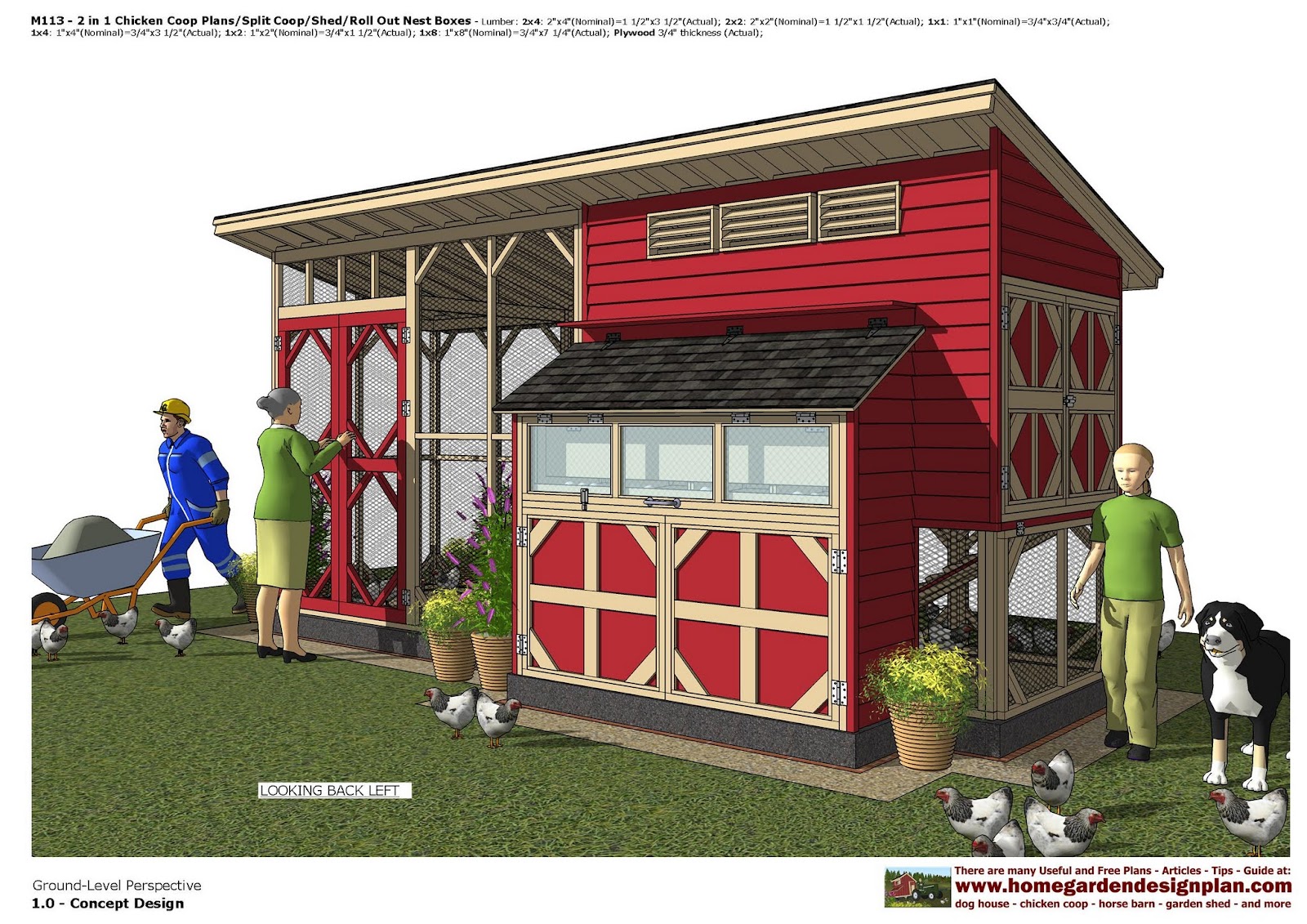 M113 _ ii inward i Chicken Coop Plans - Split Chicken Coop - Storage ...