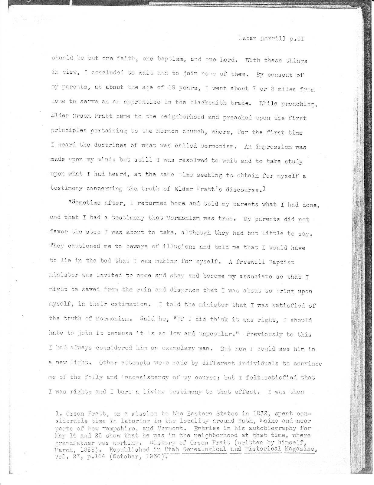 Our Kindred Dead: Life History of Laban Morrill