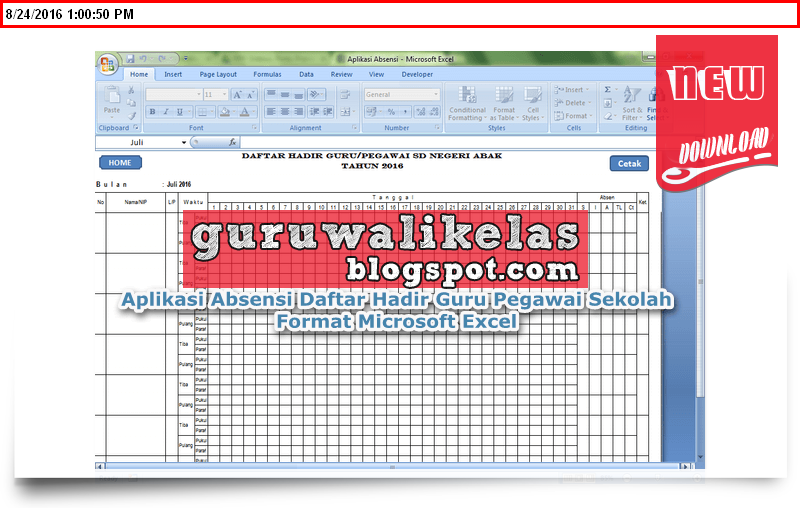 Format Daftar Hadir Guru Di Sekolah - Delinewstv