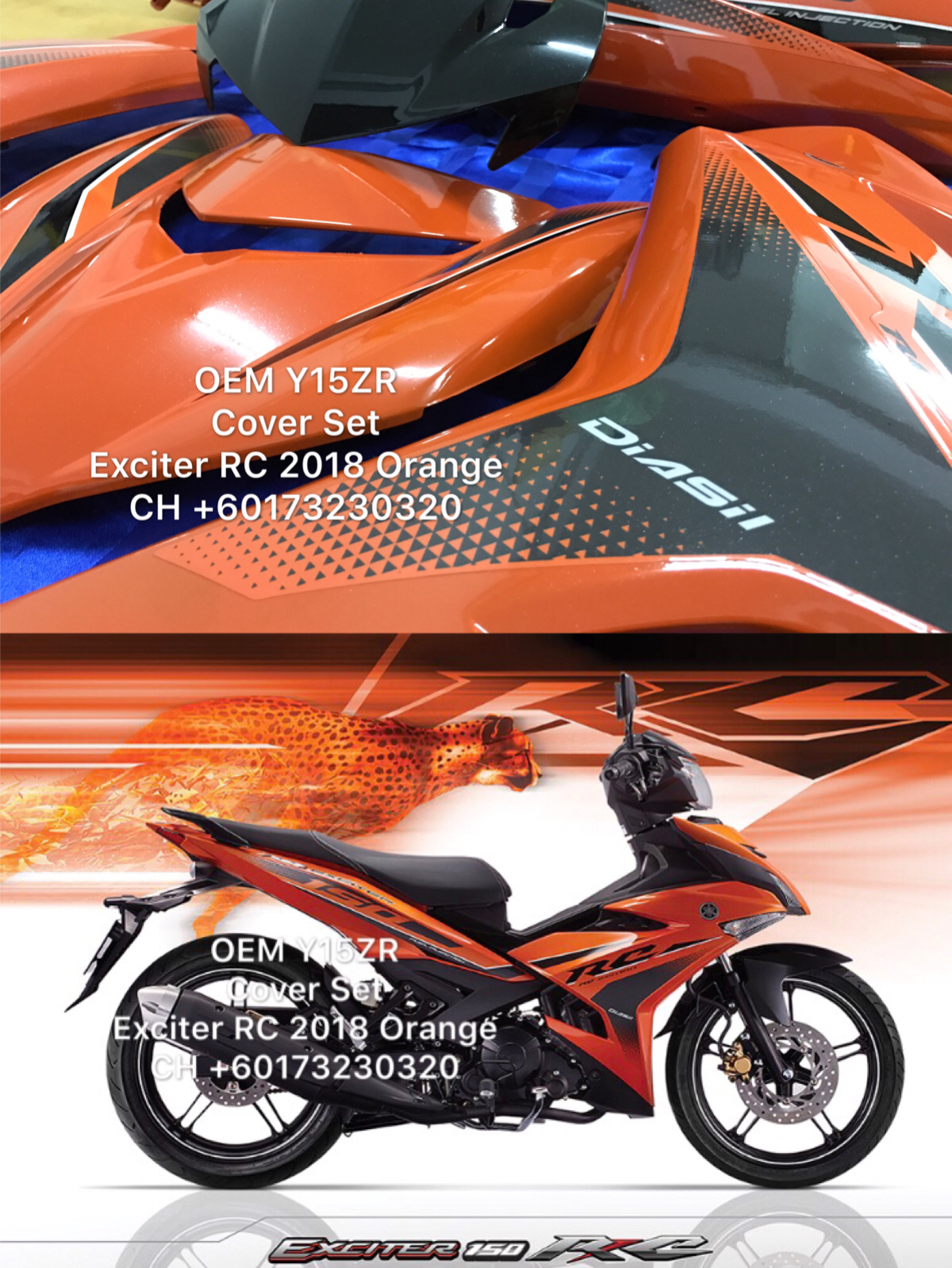CH Motorcycle Store: OEM Y15ZR Cover Set Exciter RC 2018 Orange