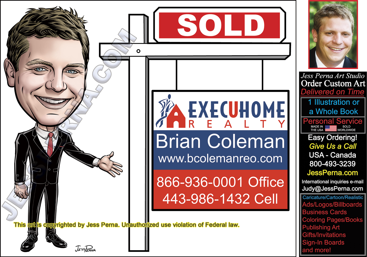 How to Order Ad Cartoons and Caricatures: Order Real Estate Sold Sign ...