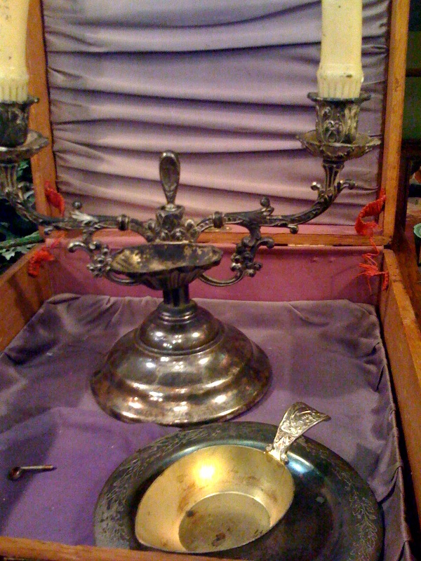 silver and silver plate: Homan Silver Co. Sick Call Priest Set