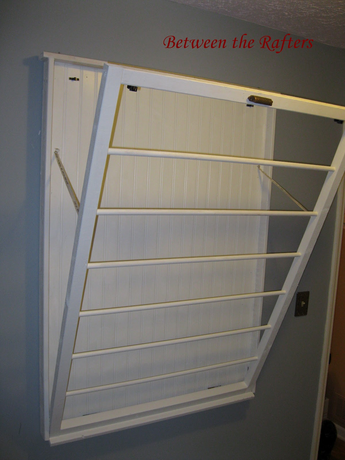 Between the Rafters: Ballard Designs Inspired Laundry Drying Rack