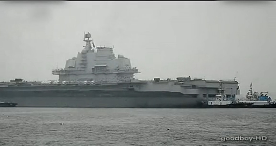 The CV-16 Liaoning Aircraft Carrier Departure from Dalian Port ...