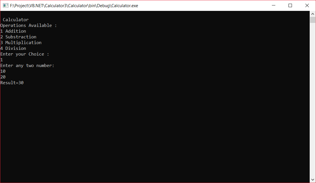 6 Program in Visual Basic on Console Based Calculator Using Select Case ...