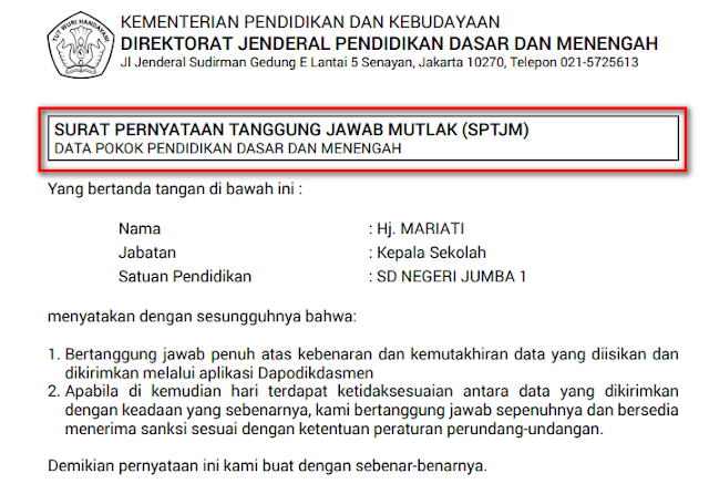 Contoh Surat Pernyataan Tanggung Jawab Mutlak (SPTJM) Atau Fakta ...
