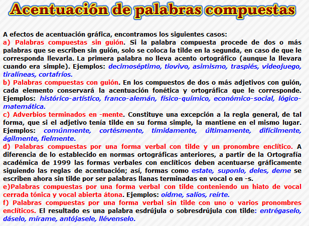 La chistera educativa: ACENTUACIÓN DE PALABRAS COMPUESTAS