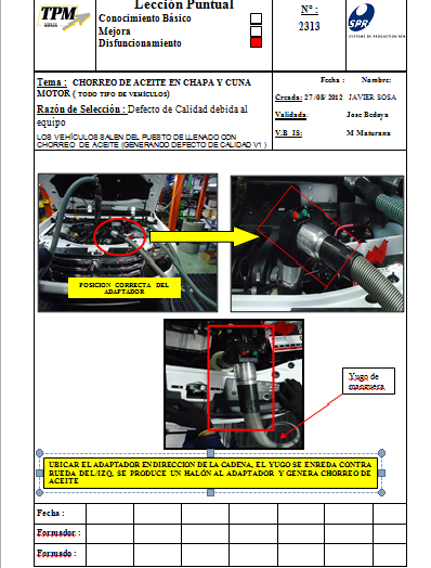 KAIZEN, TPM Y MANTENIMIENTO: LECCIÓN DE UN PUNTO ( OPL )