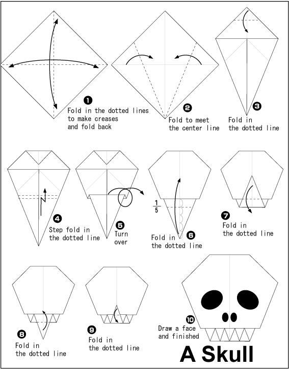Origami A Skull instructions - Easy Origami instructions For Kids