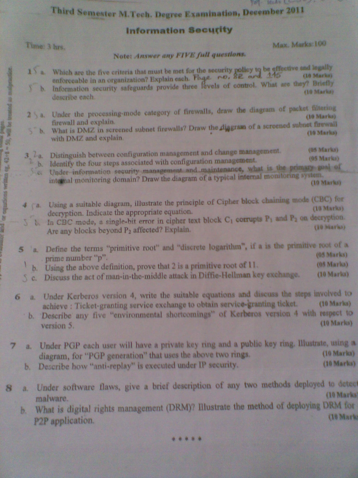 MTECH(CSE)-2011-12: M.Tech CSE Question Papers