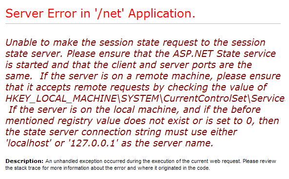 Unable To Make The Session State Request To The Session State Server Please Ensure That The Asp