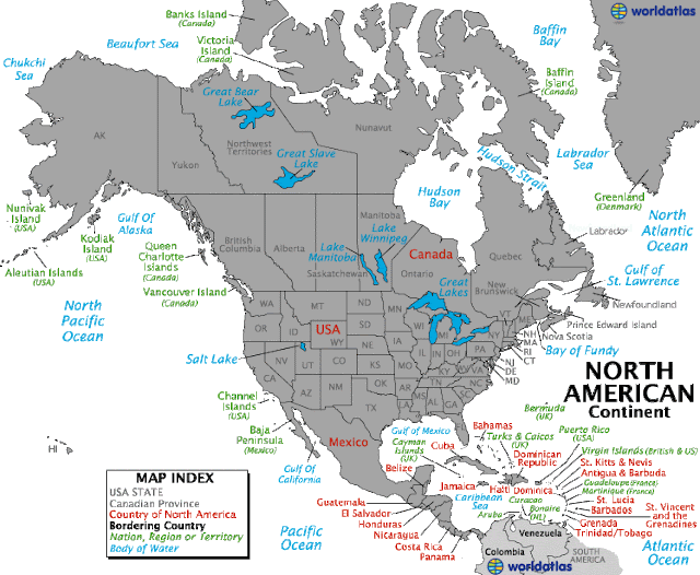 Amerika e Veriut - Hartat gjeografike në Amerikën e Veriut - Shqipëria ...