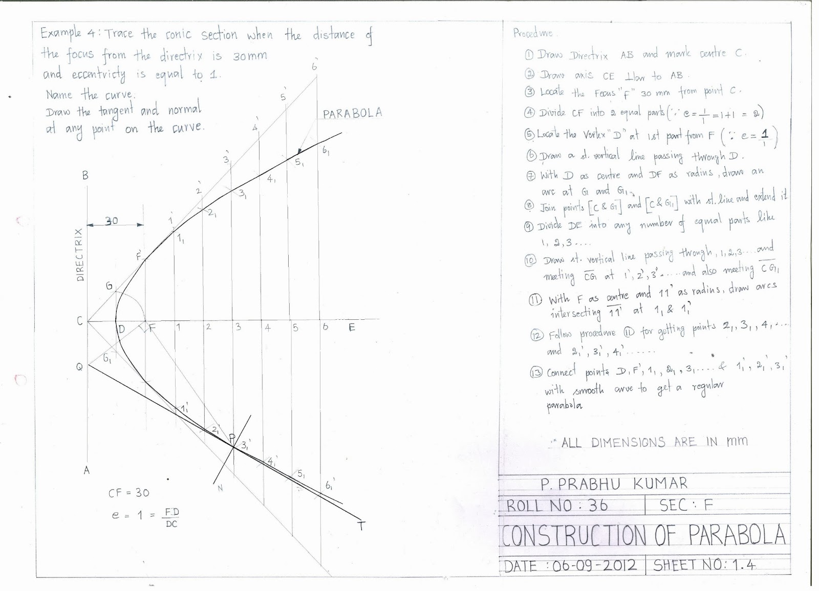 engineering graphics for engineers: construction of parabola