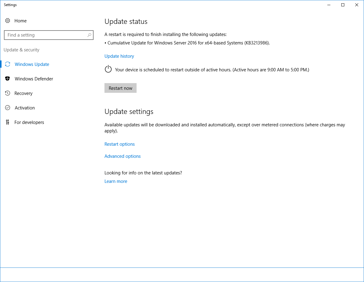 さっしーの試してみるか3: Windows Server 2016のRestart Option