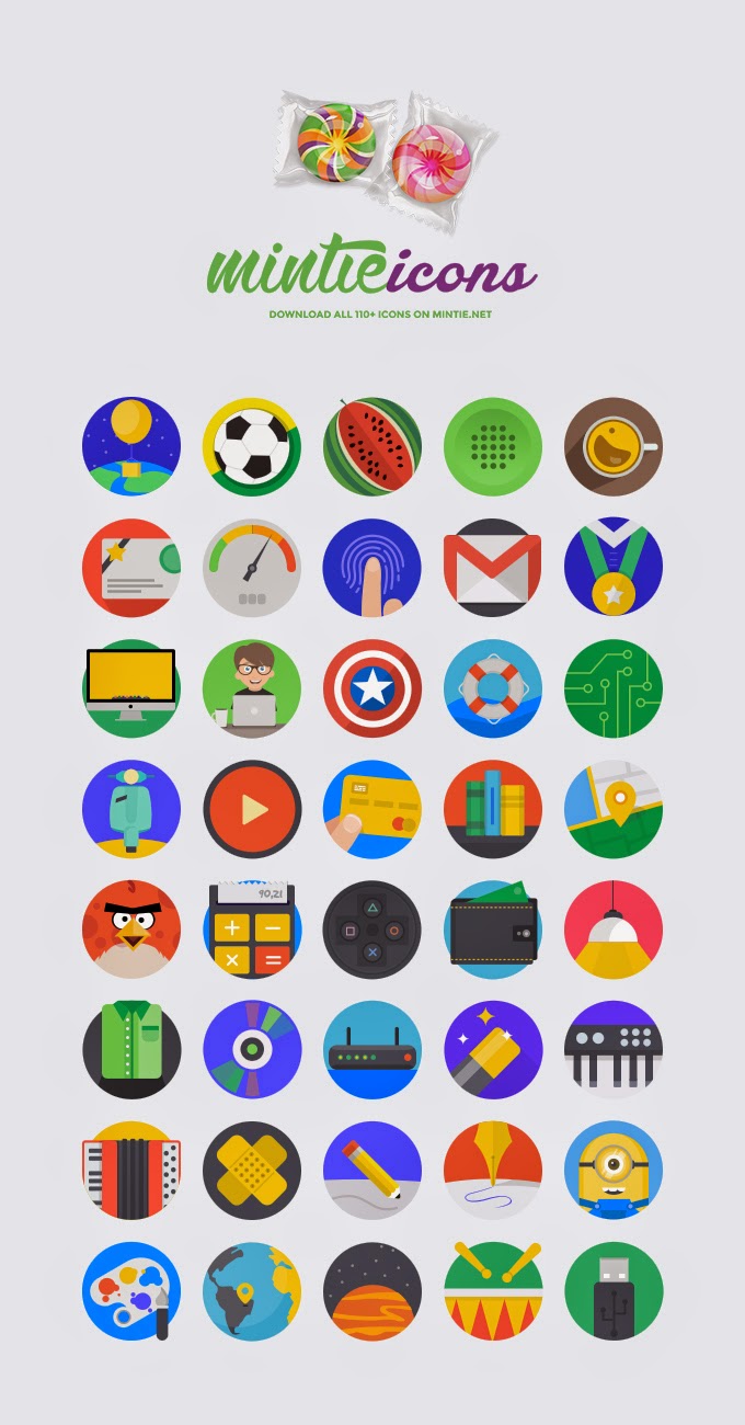 Colección de iconos redondos de aspecto plano ~ WorldjamBlog