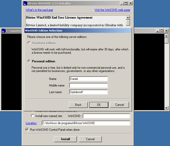 WinSSHD - Servidor SSH para Windows ~ Daniel Spiridonoff