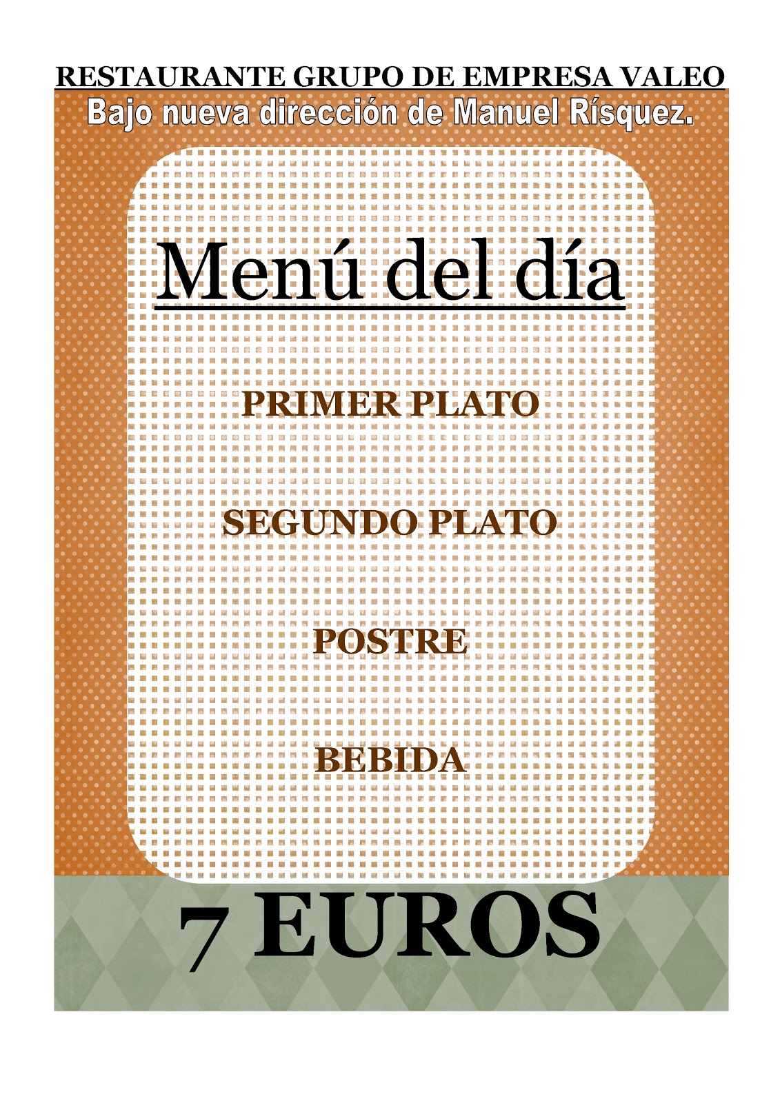 Grupo de Empresa Valeo Martos: MENU DEL DIA