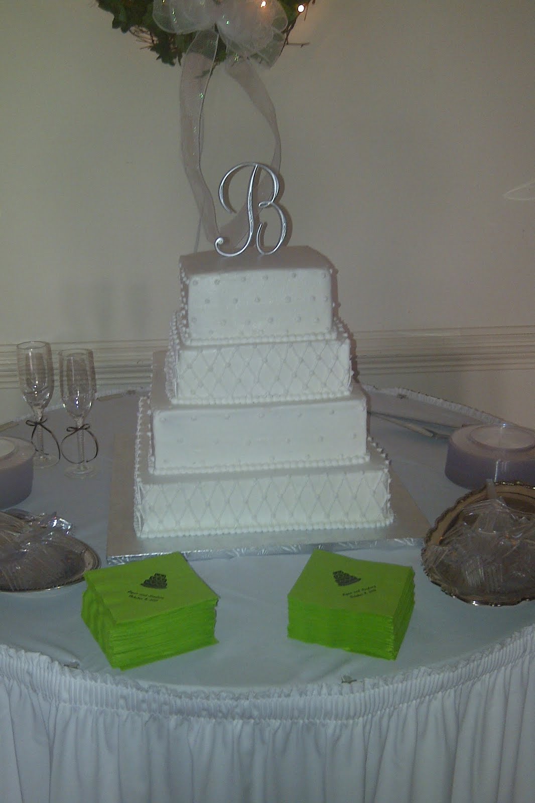 Custom Cakes by Christy: 4 Tier Square White Wedding Cake