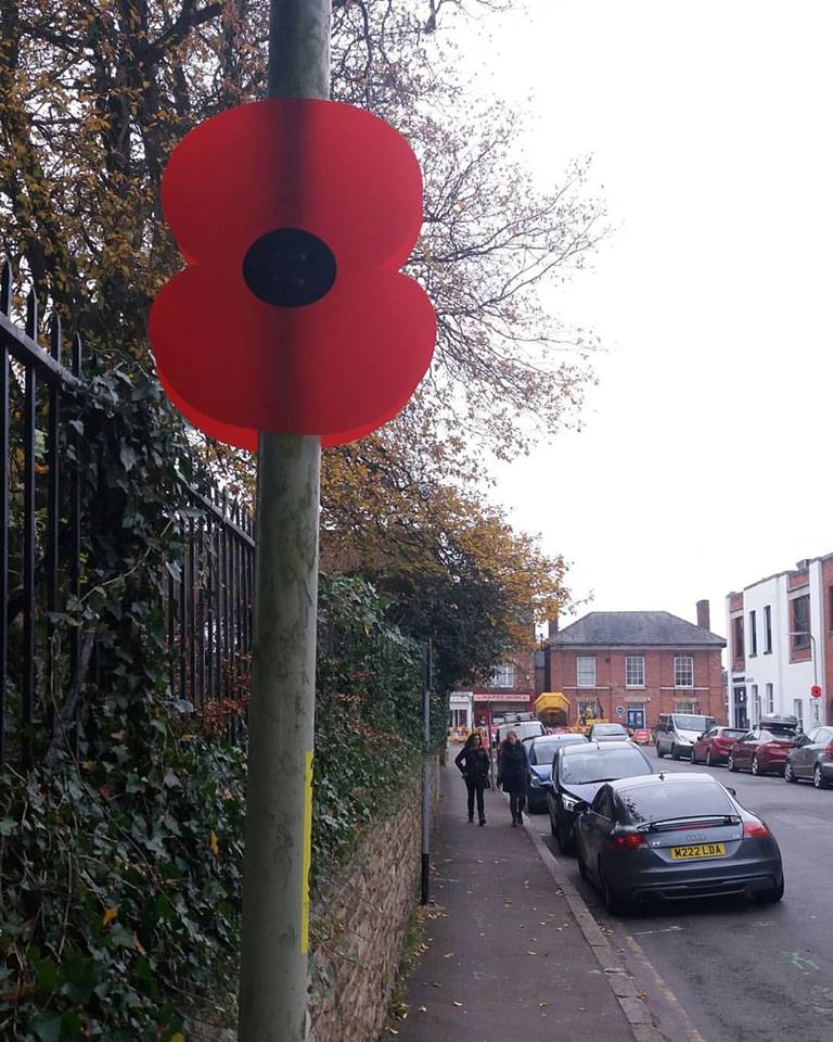 Martin Brookes Oakham: Poppies On Lamp Posts Oakham Rutland