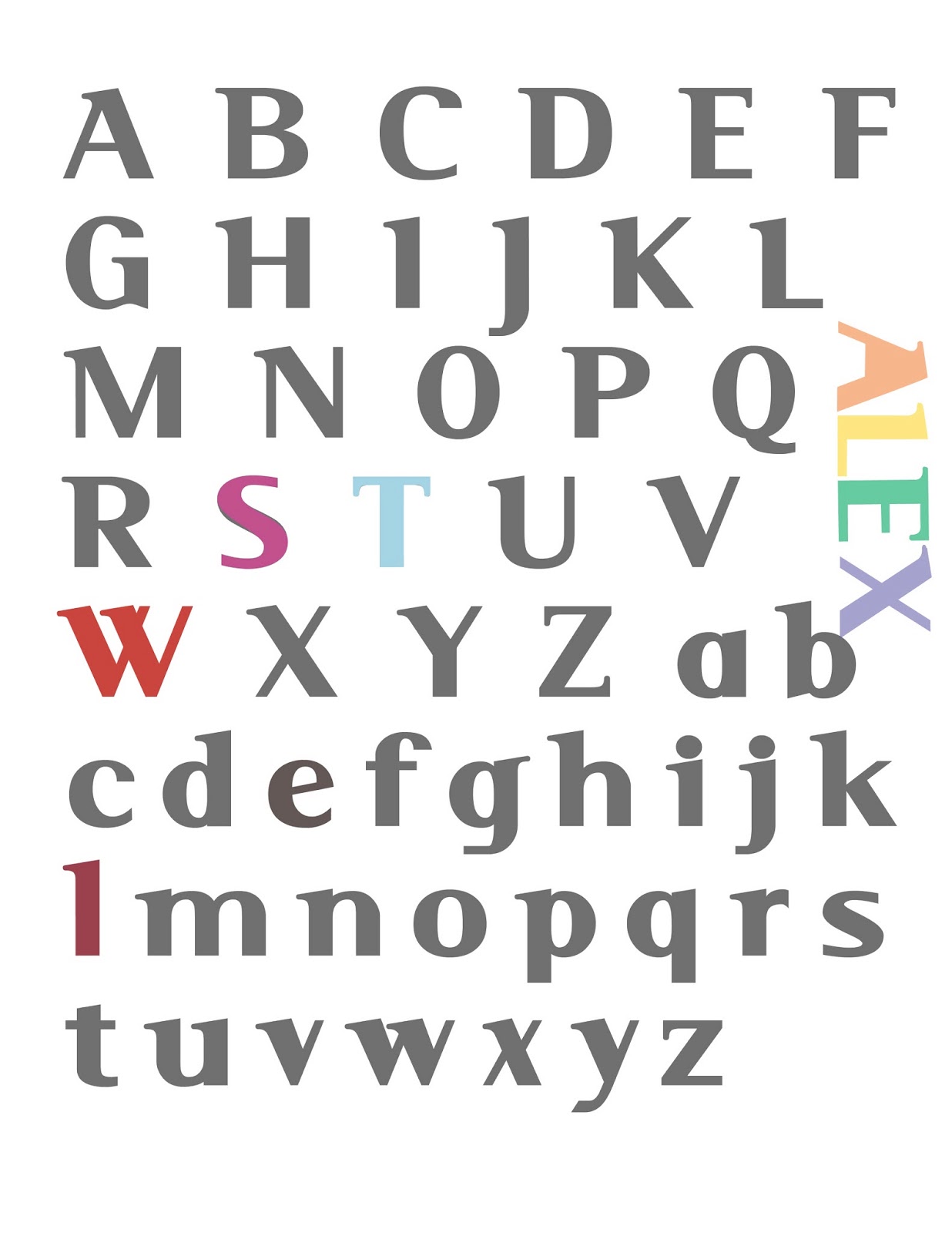 GCSEGraphicsUnit1 - Year 10: Pen Tool Type Trials - Alphabet & Name