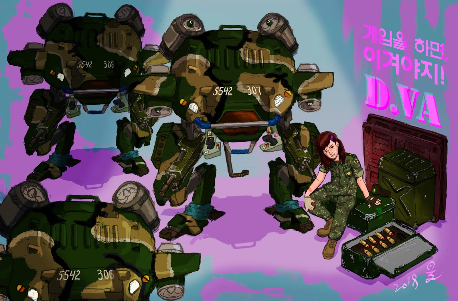 Voyd's Space: D.va Mech and SongHana with Contemporary Korean Army mode.