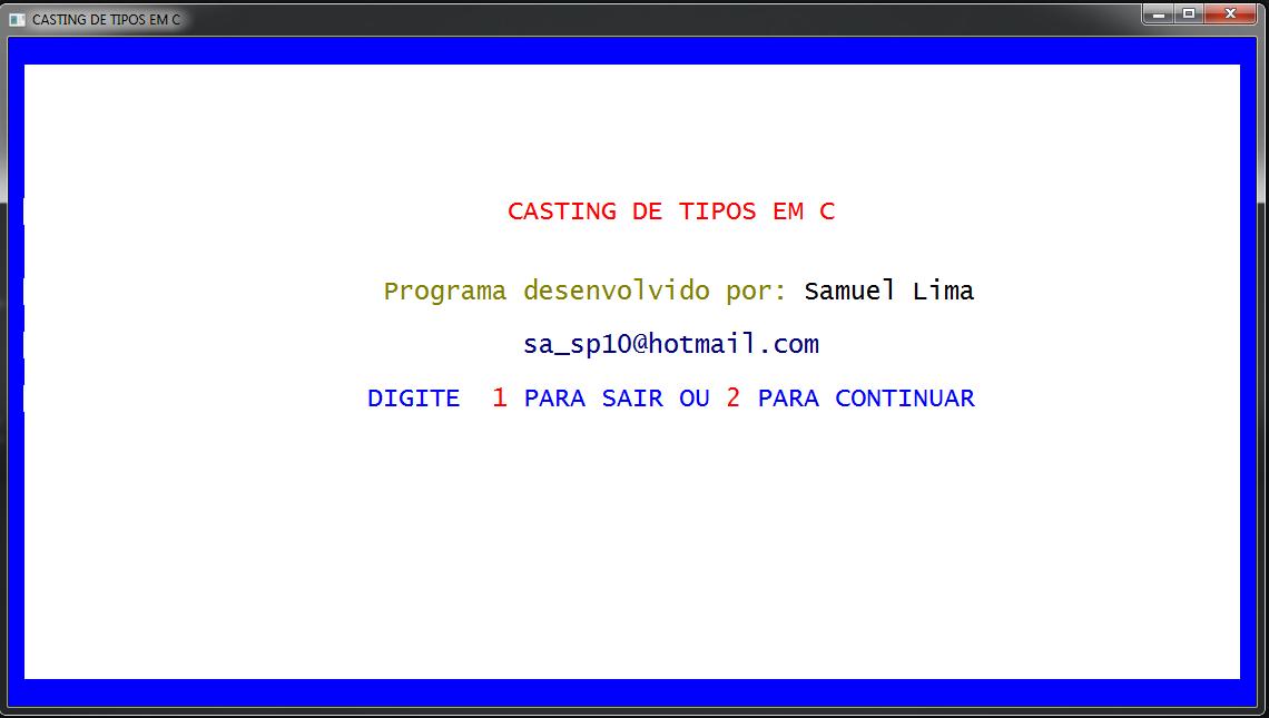 Samuel Lima - Programador C/C++ : Casting de tipos em C
