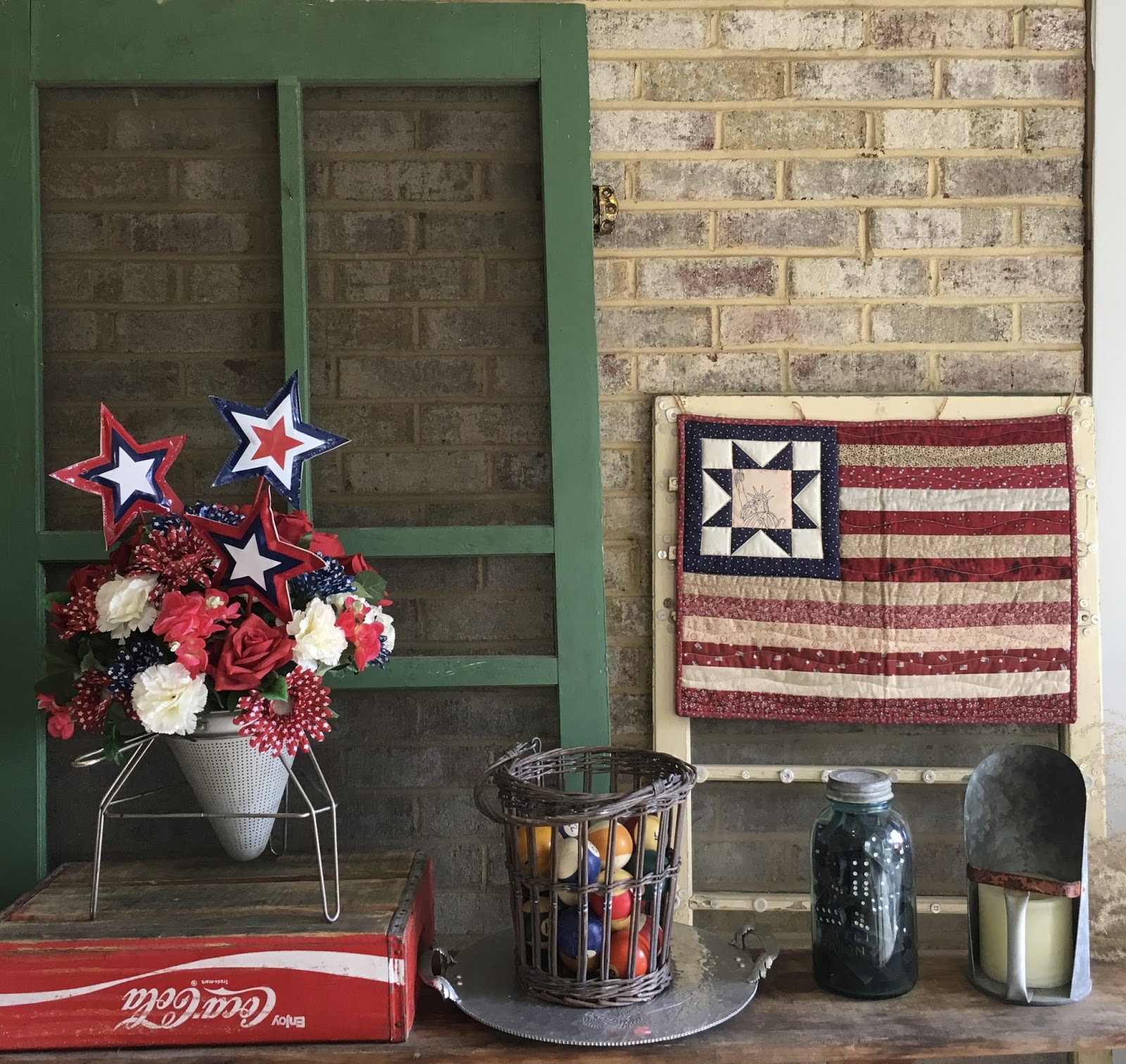 Vintage Grace: Fourth of July Colander Centerpiece
