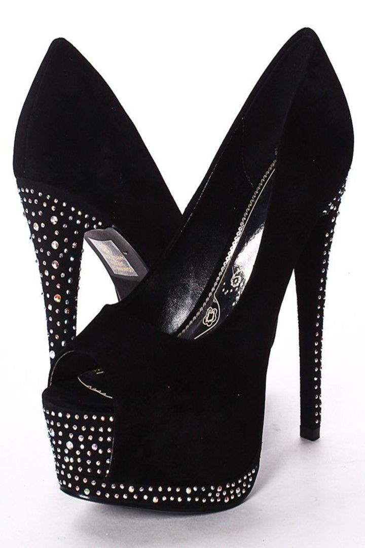 Black Rhinestone Heels