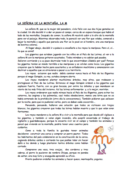 La clase de Mercedes en Los Rosales.: CUENTO DE LA M.