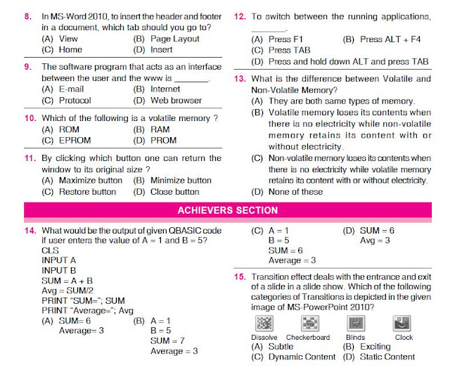 E-Tech Learning at MAPS: NCO- 2018 Practice worksheet (CLASS- 7)