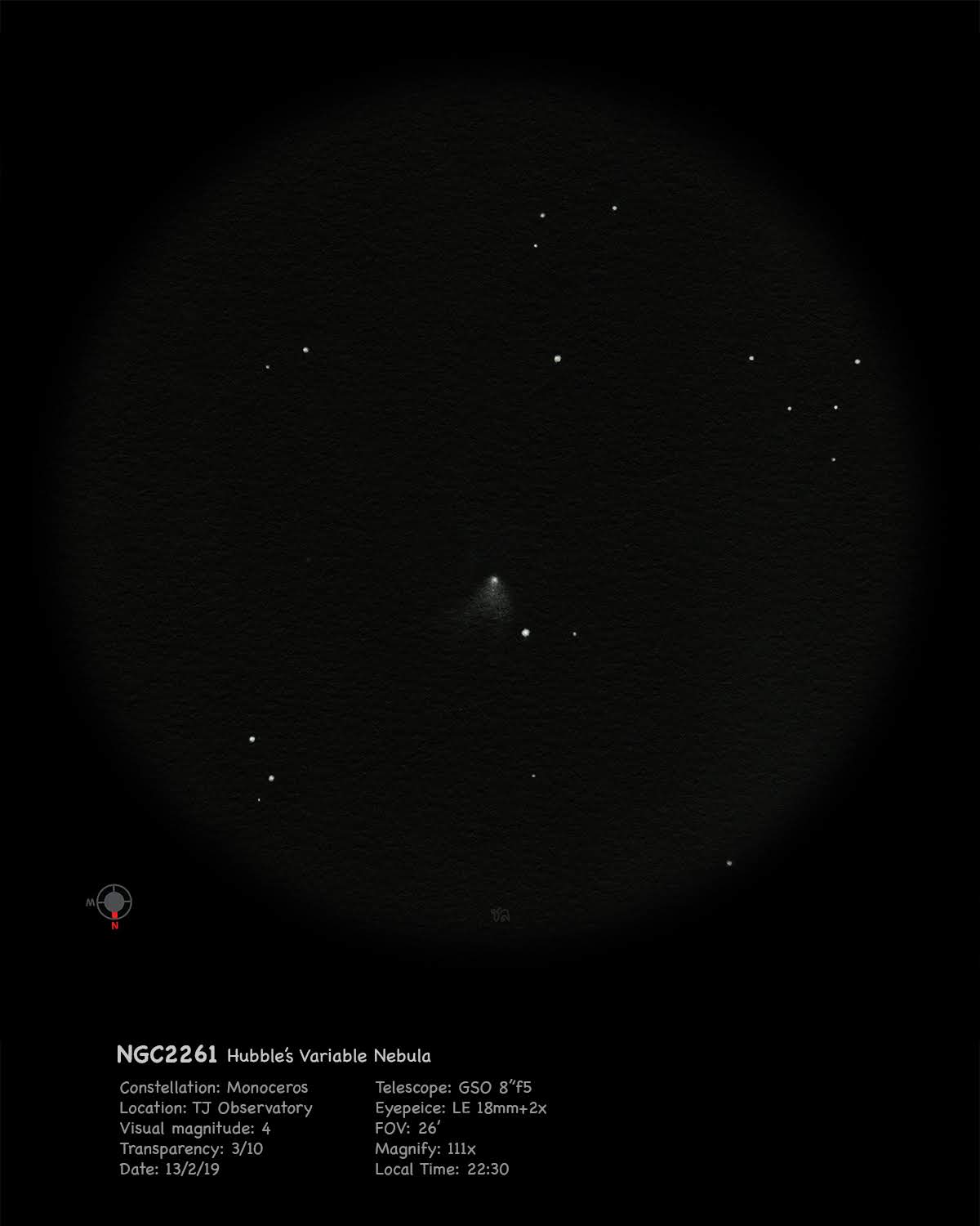 NGC 2261 : Hubble’s Variable Nebula