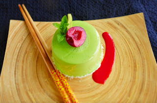 Matcha and sour cherry entremet
