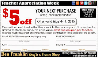 Ben Franklin Crafts and Frame Shop: Teacher Appreciation Week 2015