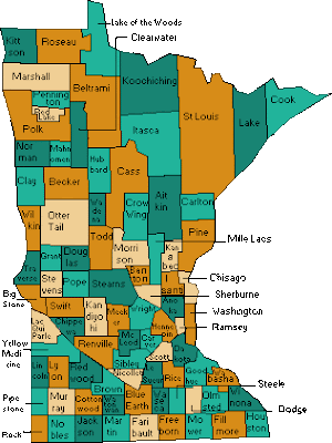 Minnesota County Map Area | County Map Regional City