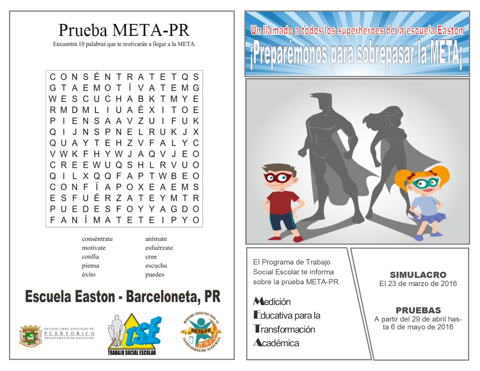 Escuela Elemental Easton: Pruebas META PR