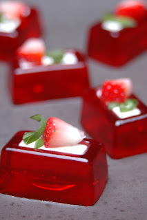 Gelology: Strawberry Basil Gelee with Sour Cream Panna Cotta