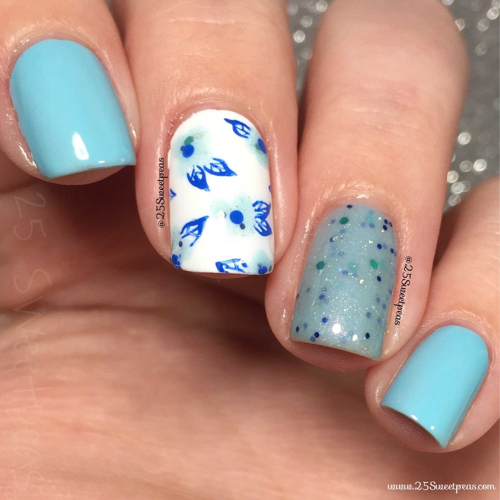 Spring | Blue Floral Nail Art — 25 Sweetpeas