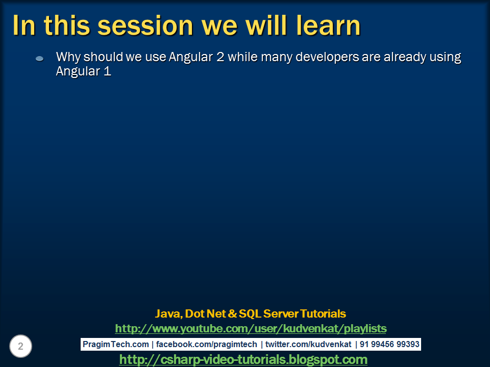 Sql Server And C Video Tutorial Introduction To Angular 2