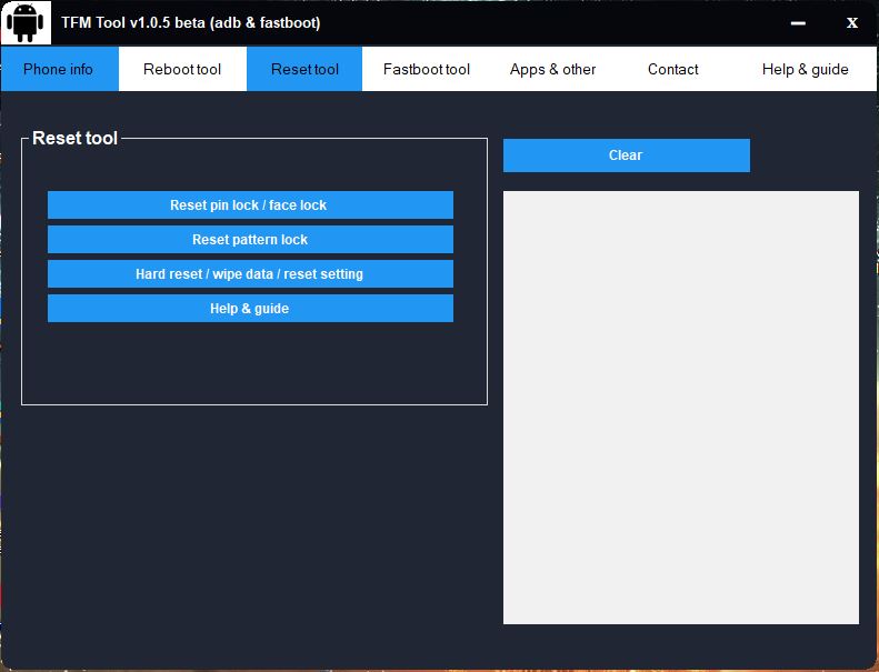 TFM V1.0.5 Adb&Fastboot Tool. Flash Factory Reset Pattern Unlock Frp ...