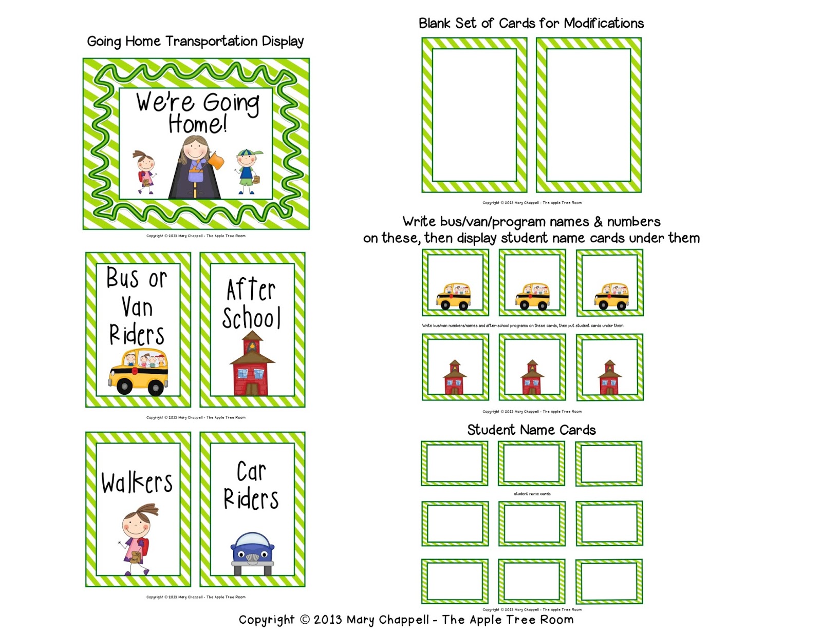 The Apple Tree Room: Going Home Transportation Charts - 4 themes!