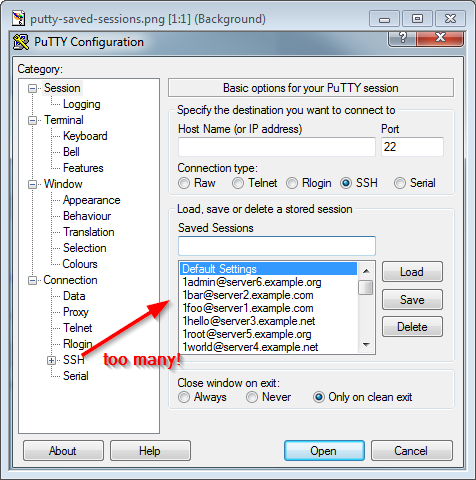 Flowstopper: Tabs and Saved Session Folders for PuTTY