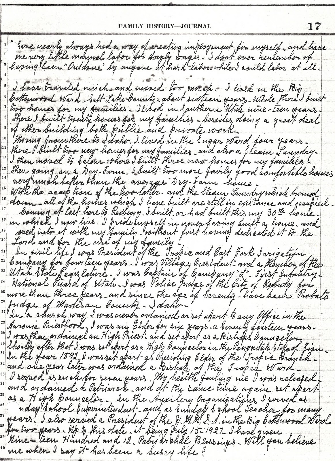 Stephen Signora Family: Andrew Janus Hansen Life History