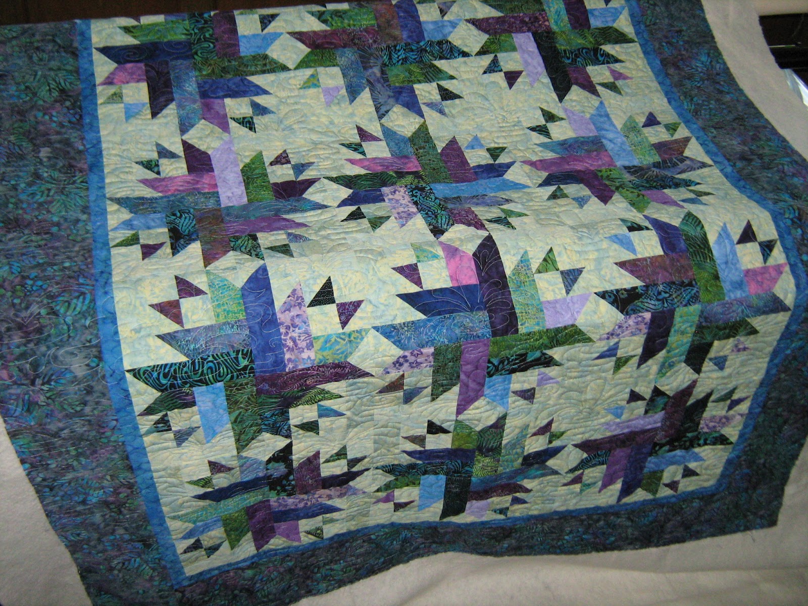 Inch by Inch Quilting: Blue Batik Quilt