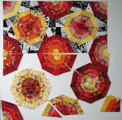 Exuberant Color : Half sewn, more basting, and redbuds.....