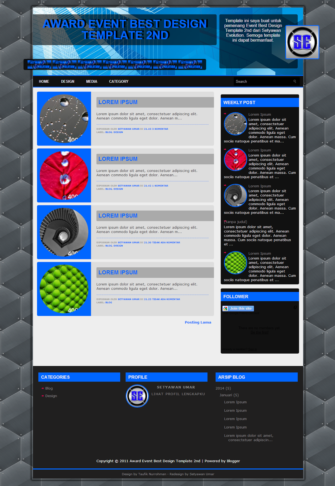 Award Event Best Design Template 2nd : Blogger Template - Setyawan ...