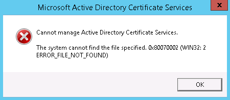Active Directory Certificate Services Installation Error