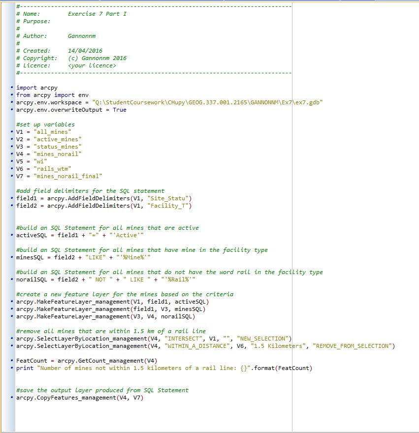 Geography 337: Exercise 7: Python Script